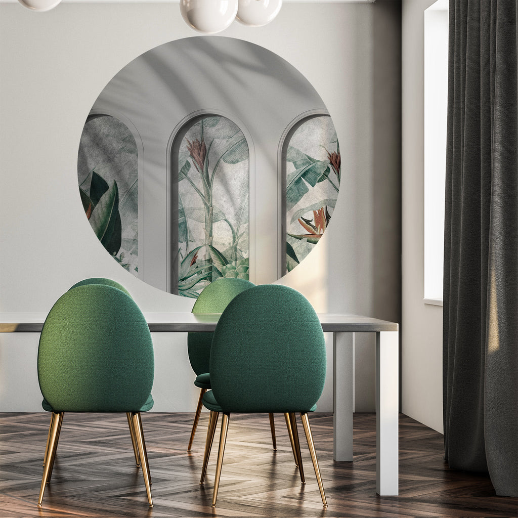 Libra Circle Light Gray Rainforest Wallpaper – Wall Art Wallpapers